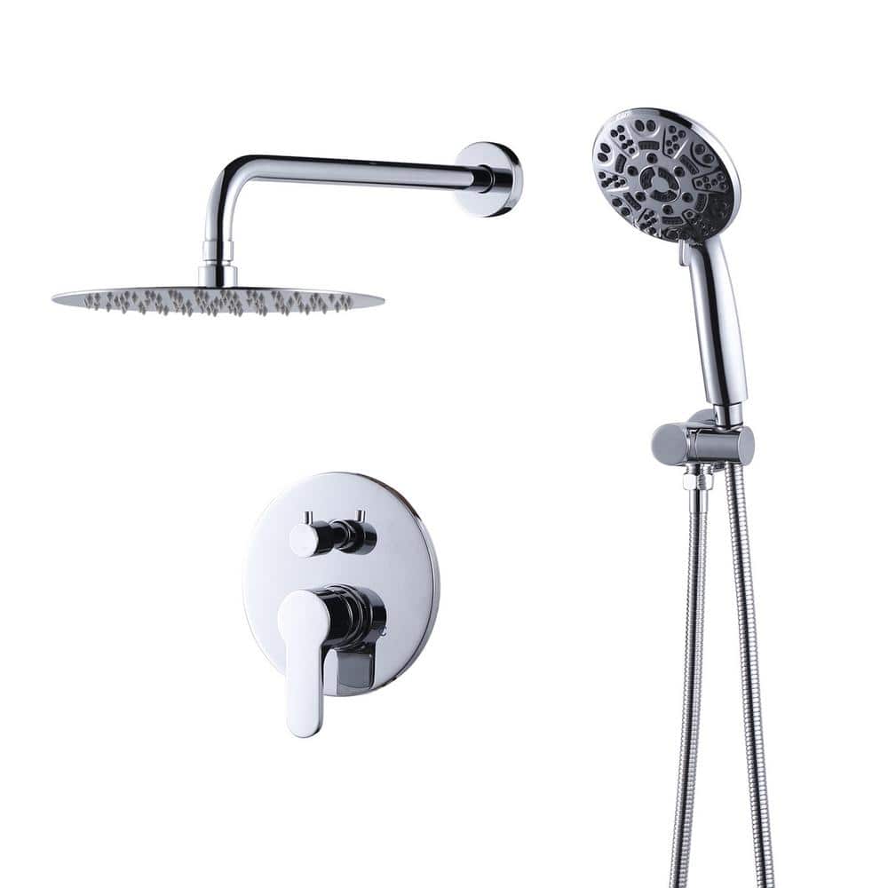 ALEASHA 8-Spray 10 in. Dual Wall Mount Round Fixed Shower Head and ...