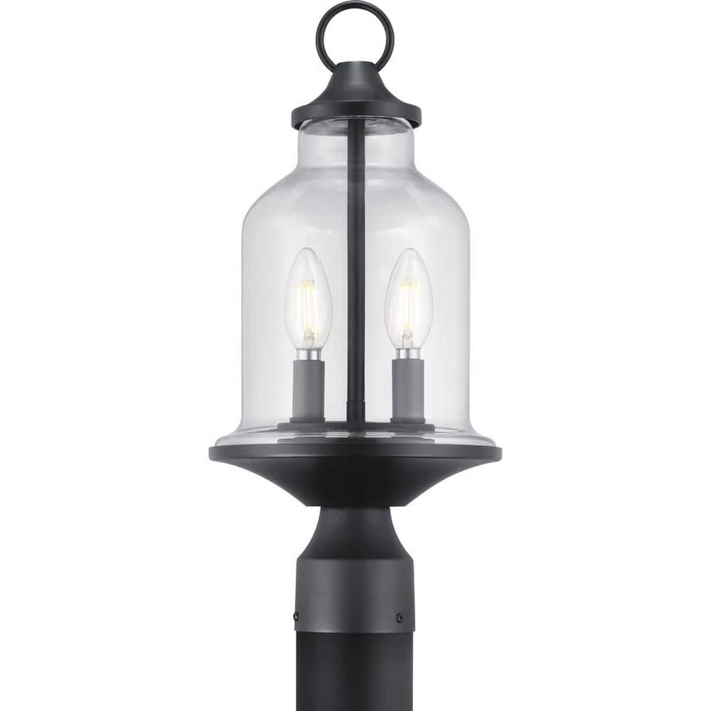 Progress Lighting Lindberry 2-Light Textured Black Outdoor Post Lantern ...