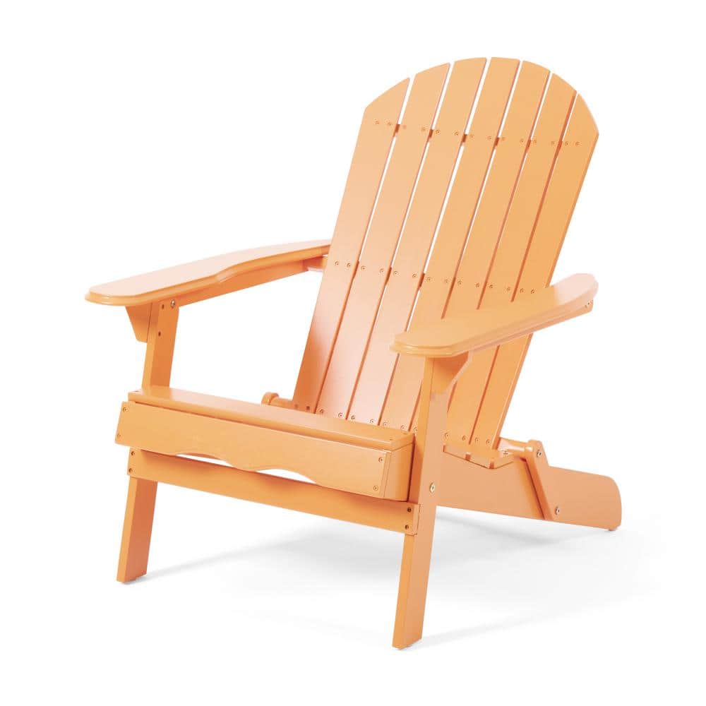 Siavonce Tangerine Wood Outdoor Folding Orange Adirondack Chair Set of ...