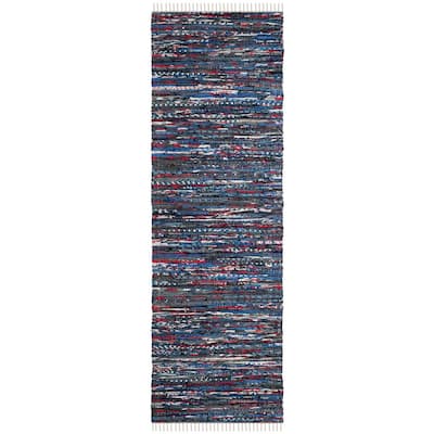 SAFAVIEH Rag Rug Blue/Multi 6 ft. x 9 ft. Gradient Striped Area Rug ...