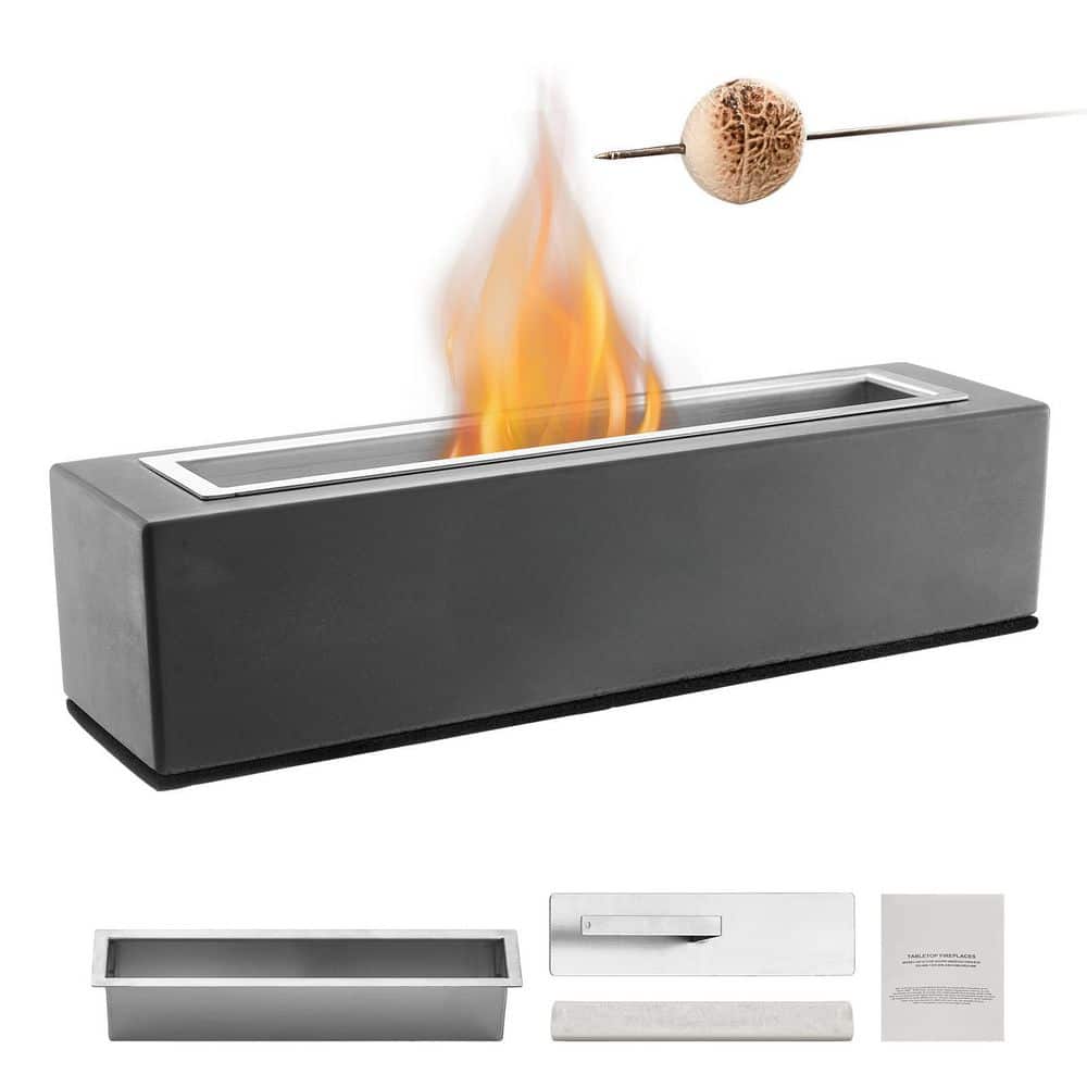 SKYSHALO Tabletop Fire Pit Bowl, 15 in. Concrete Tabletop Fireplace ...