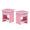 Furinno Dario 17.8 in. Pink End Table/ Night Stand Storage Shelf with ...