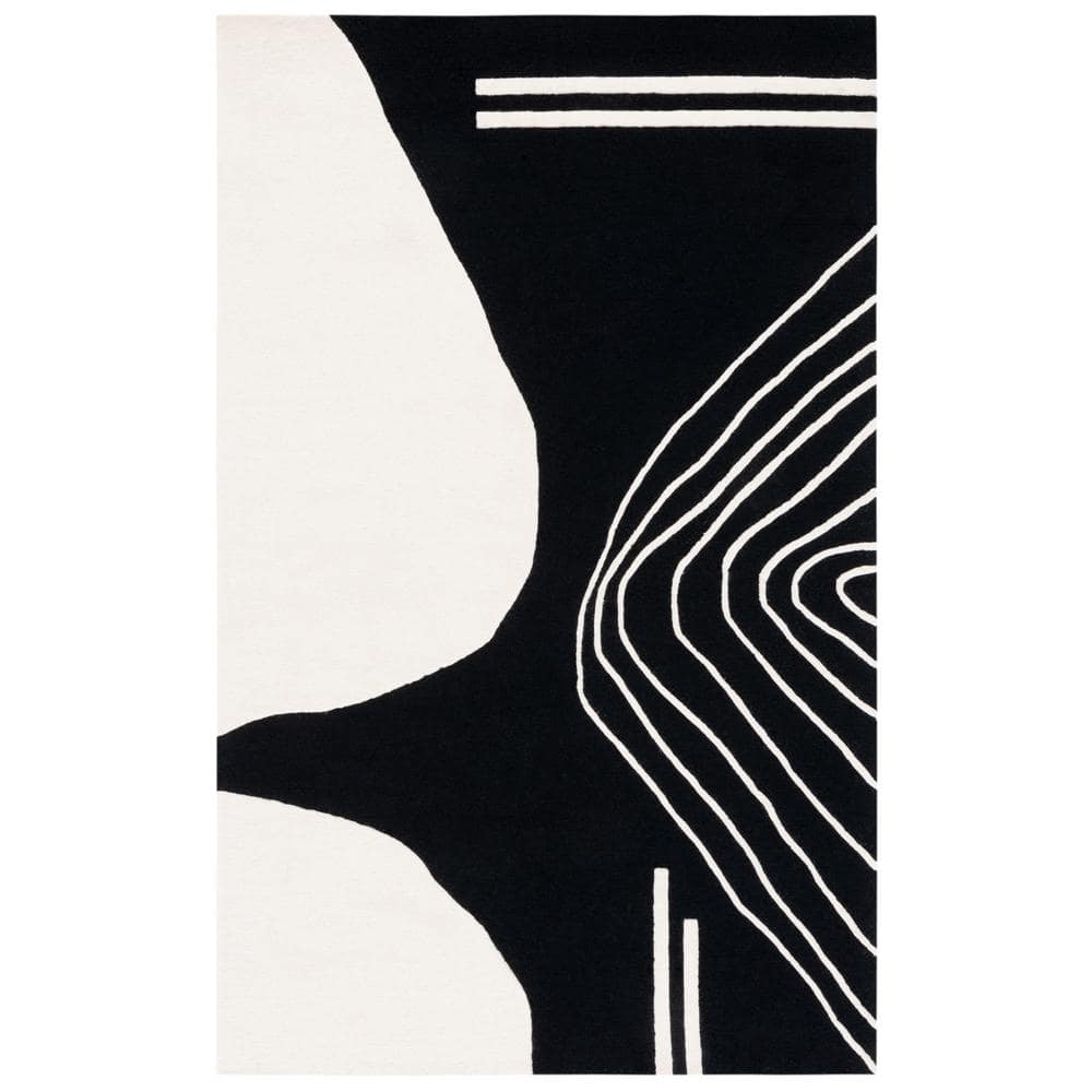 SAFAVIEH Rodeo Drive Black/Ivory 8 ft. x 10 ft. Abstract Area Rug ...