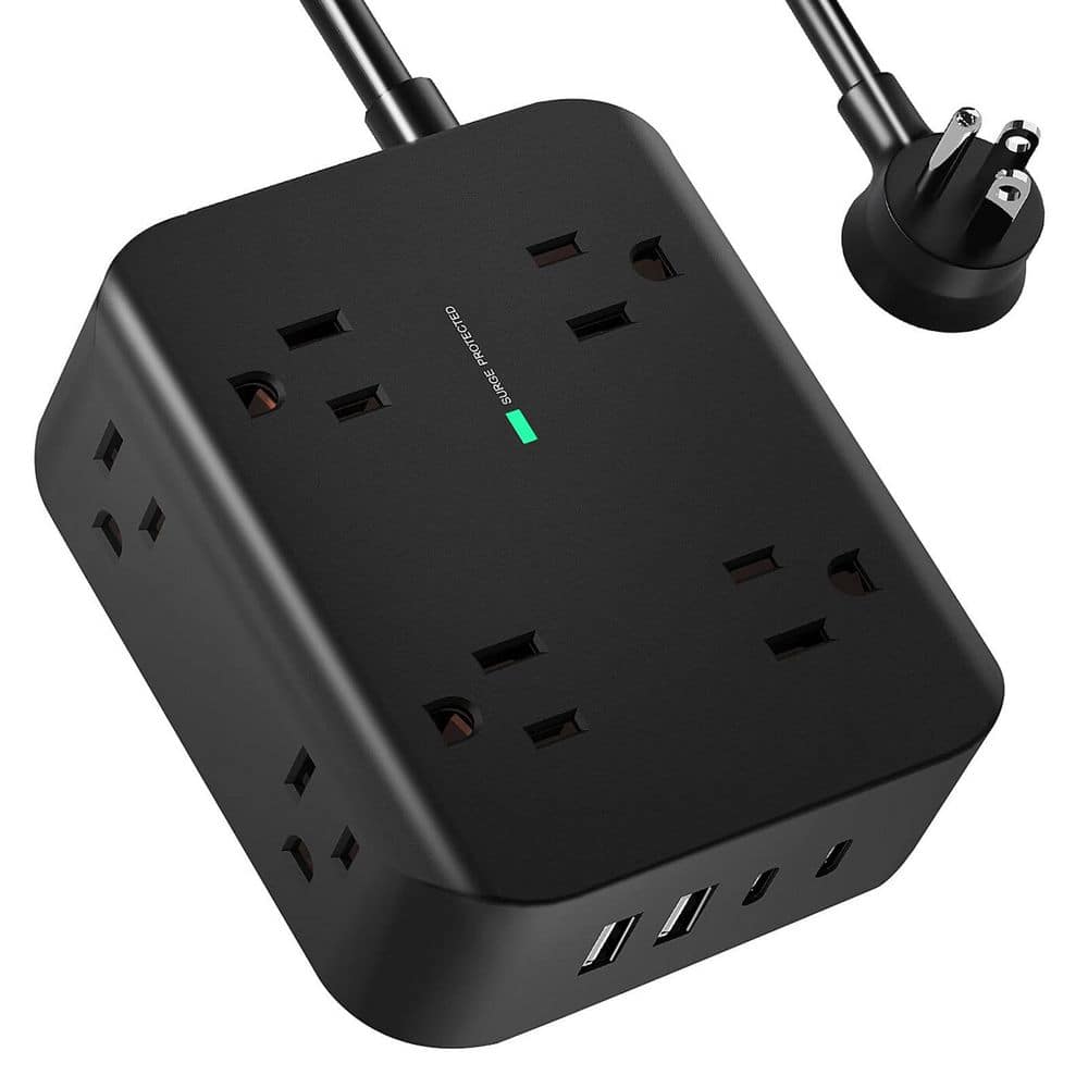Lukyamzn 12-in-1 Power Strip Surge Protector with 5FT Cord 8-Outlet 2 ...