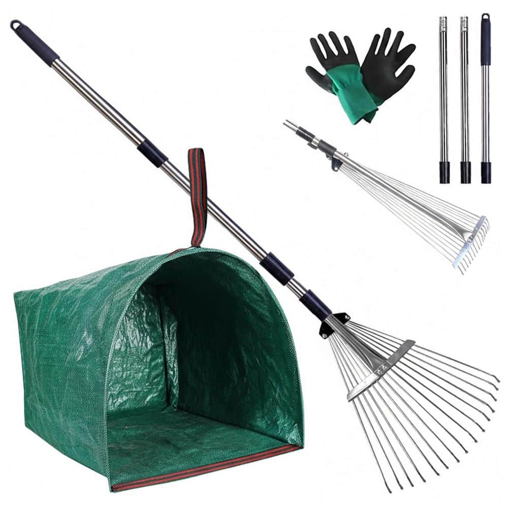 Misopily 69 in. Steel Handle Leaf Rake Metal Rake Tine with 53 Gal ...
