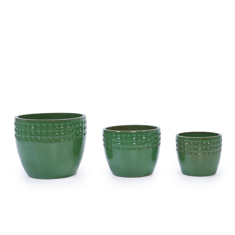 Set of 3 Ceramic Flowerpot, Modern Planter for Patio, Garden ...