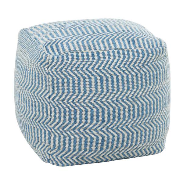 Litton Lane 19 in. Blue Square MIcrofiber Bohemian Pouf 042549 - The ...