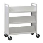 Buddy Products Platinum 37 in. 3-Shelf Steel Library Book Truck-5416-32 ...