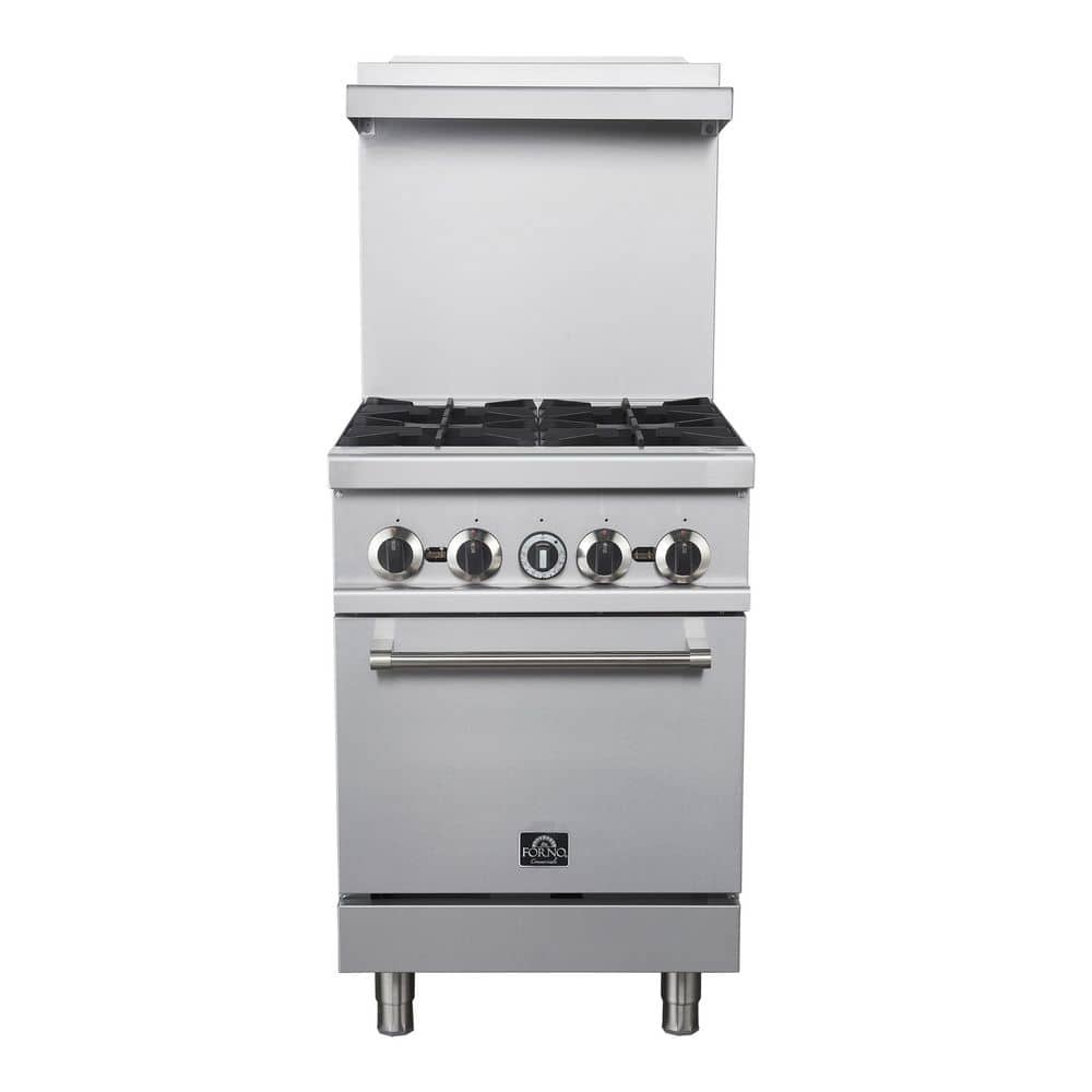 Forno Commerciale 24 Inch Stainless Steel Gas Range, 4 Burners, 120,000 ...
