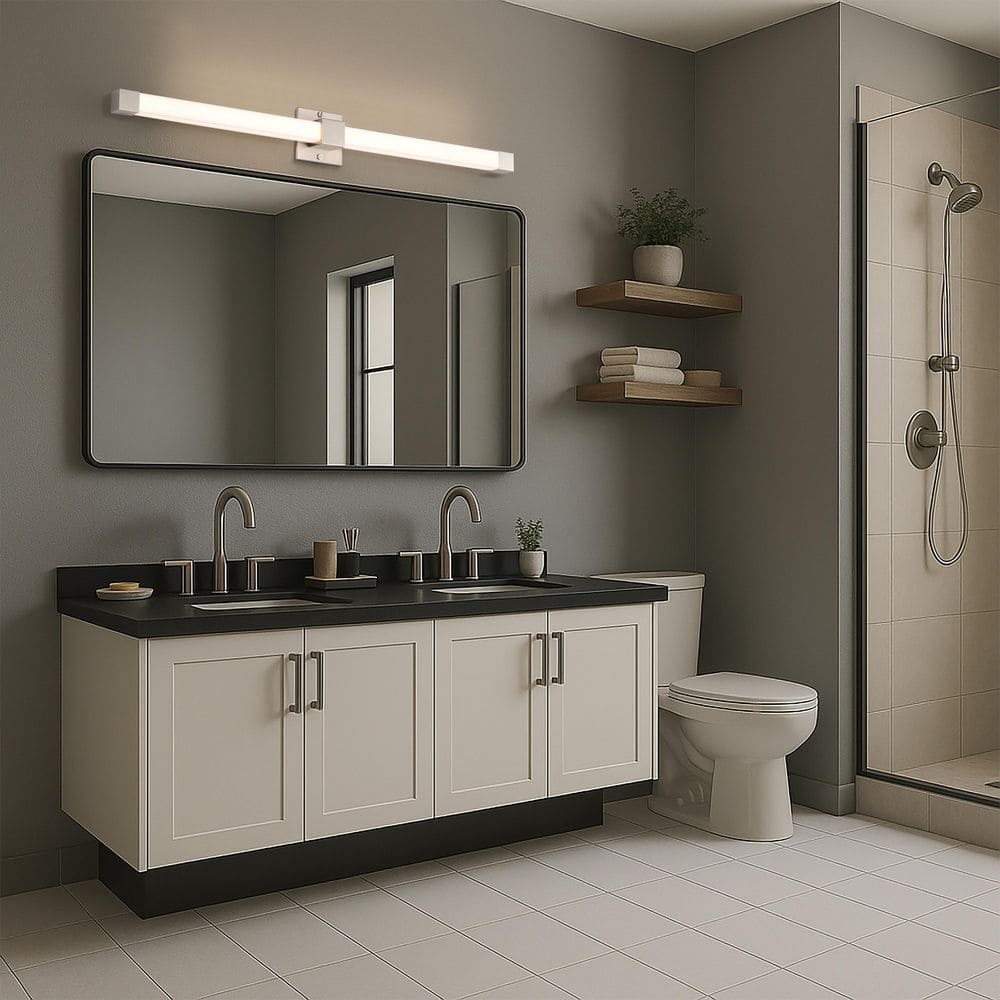 SATCO Brightwyn 35 in. 1-Light Brushed Nickel Integrated LED Vanity ...
