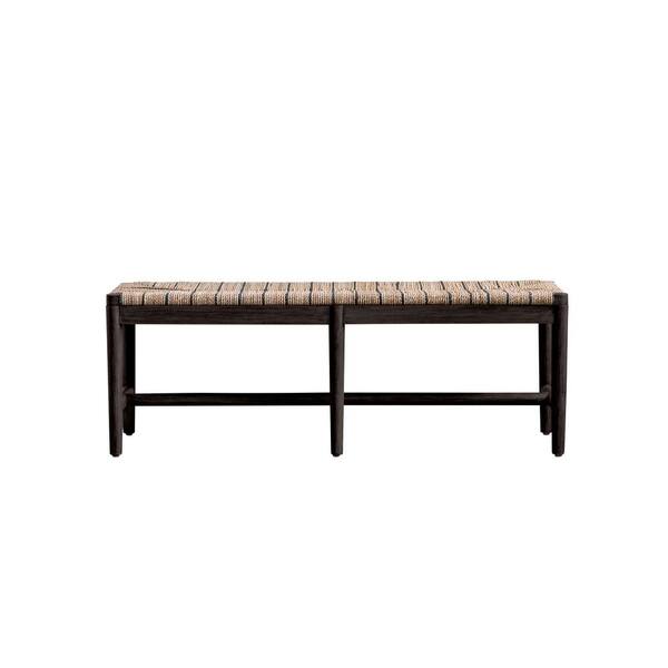 Storied Home Brown and Black Woven Rope Bench DF0423 - The Home Depot