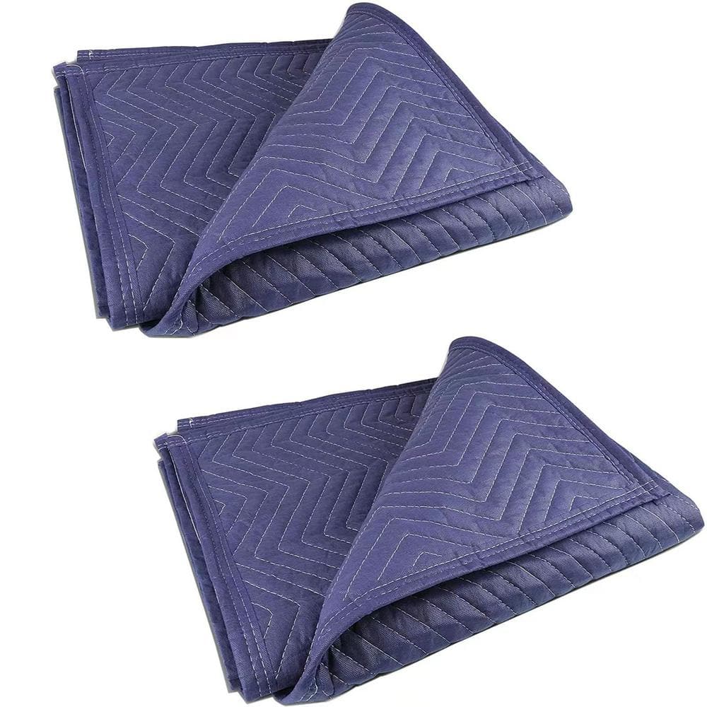 Angel Sar 72 in. x 40 in. Moving Blankets in Blue for Moving, Shipping ...