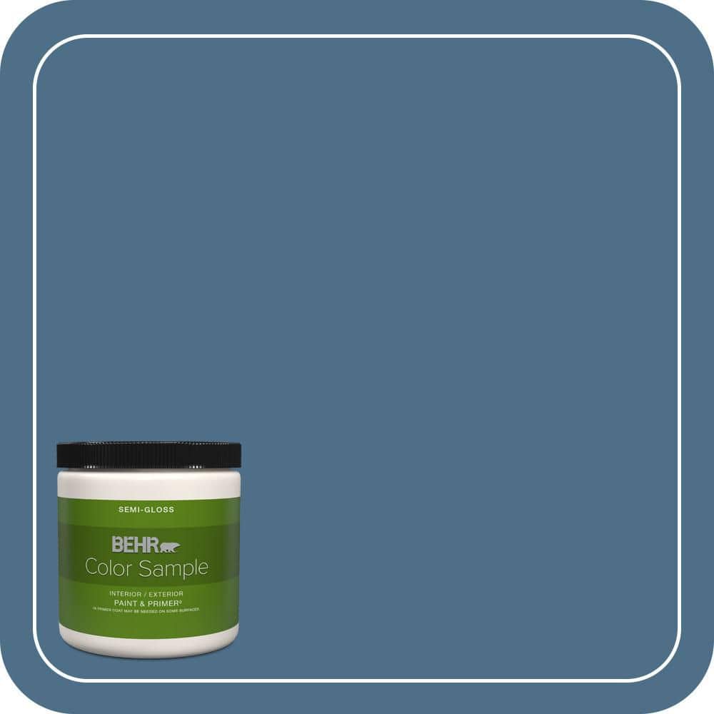 BEHR PREMIUM PLUS 8 oz. #570D-6 Neptune Blue Semi-Gloss Interior ...
