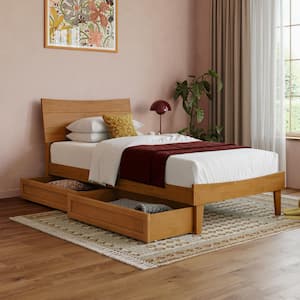 AFI Phoenix Light Toffee Natural Bronze Wood Frame Queen Platform Bed ...