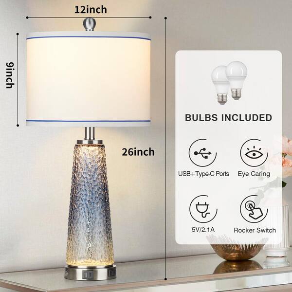 Lamps With Outlets Built In Cinkeda 26.8 In. White Ceramic Table Lamp
