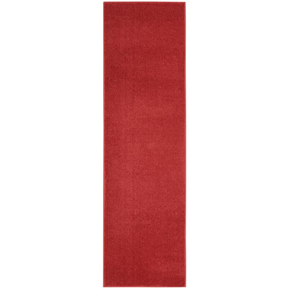 Nourison Essentials 2 ft. x 8 ft. Brick Red Kitchen Runner Solid ...