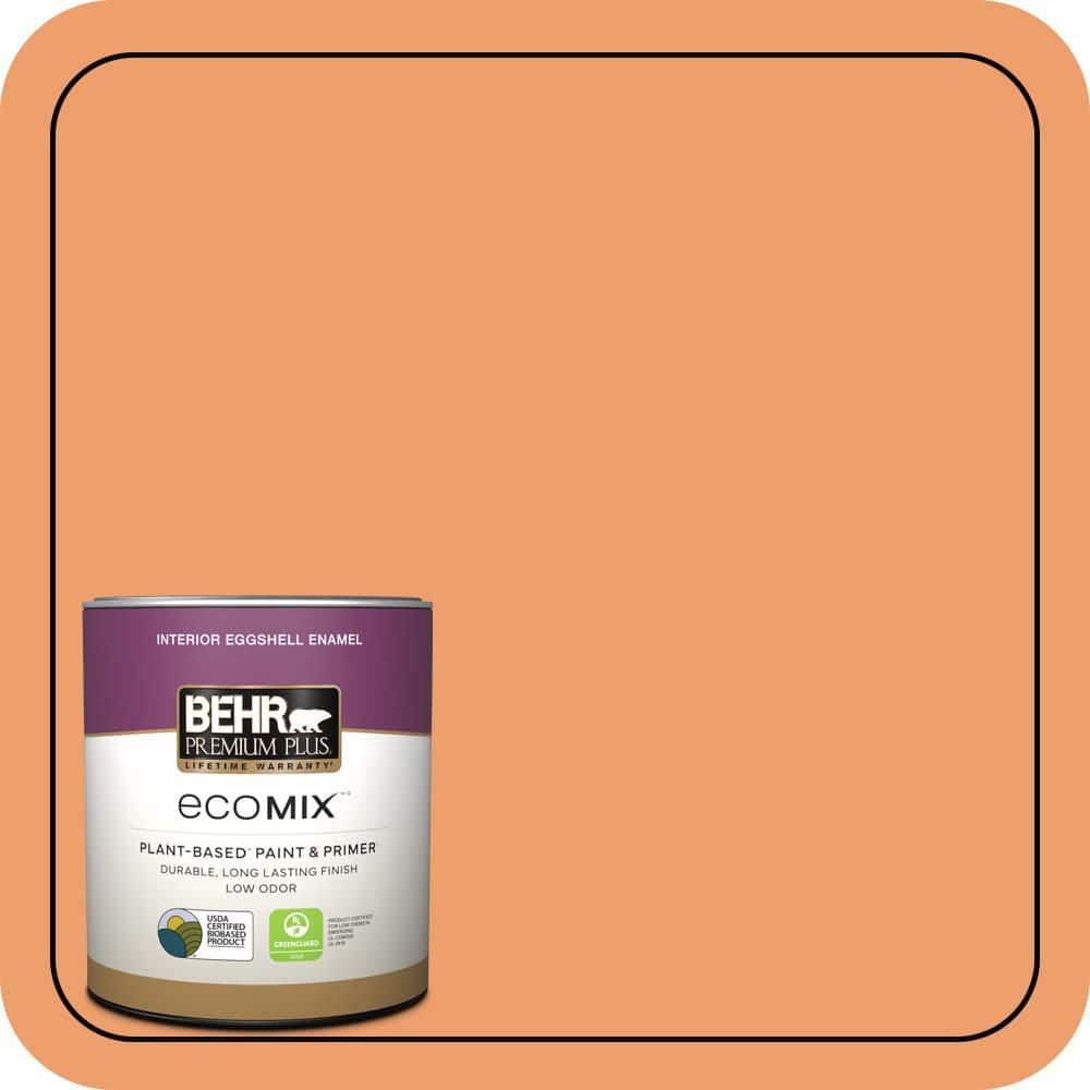 BEHR PREMIUM PLUS 1 qt. #250D-5 Florida Mango Eggshell Enamel EcoMix ...