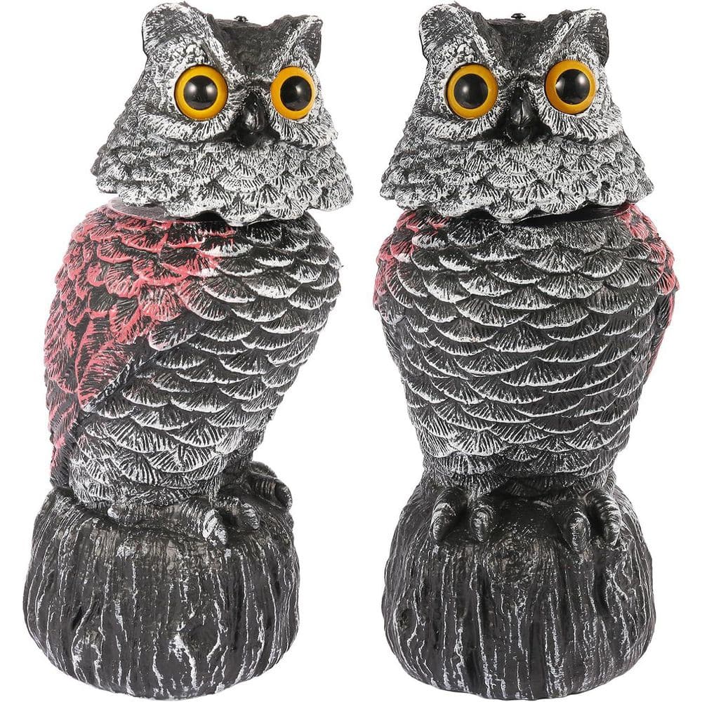 Cubilan Owl Decoys to Scare Birds Away, 2-Pack BobbleHead Fake Owls ...