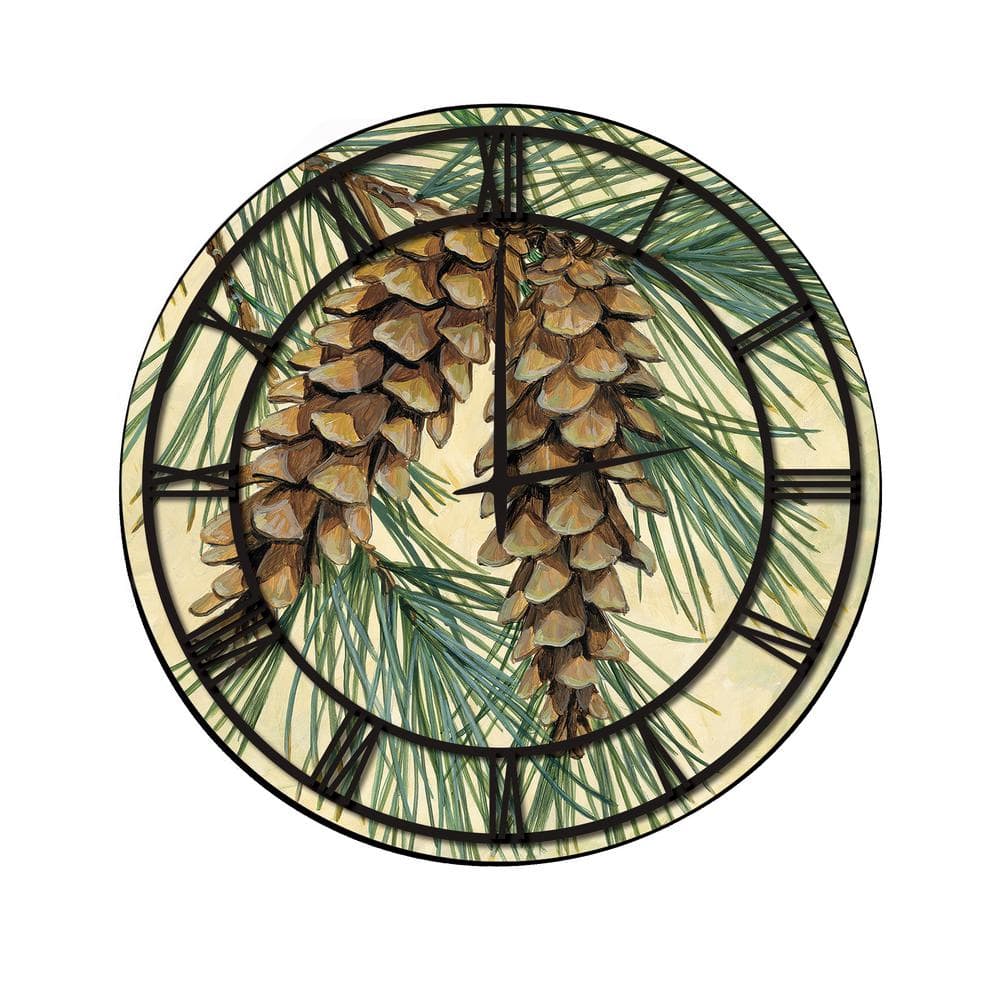 "Pinecone" Full Coverage Art and Black Numbers Imaged Wall Clock CL-PC ...