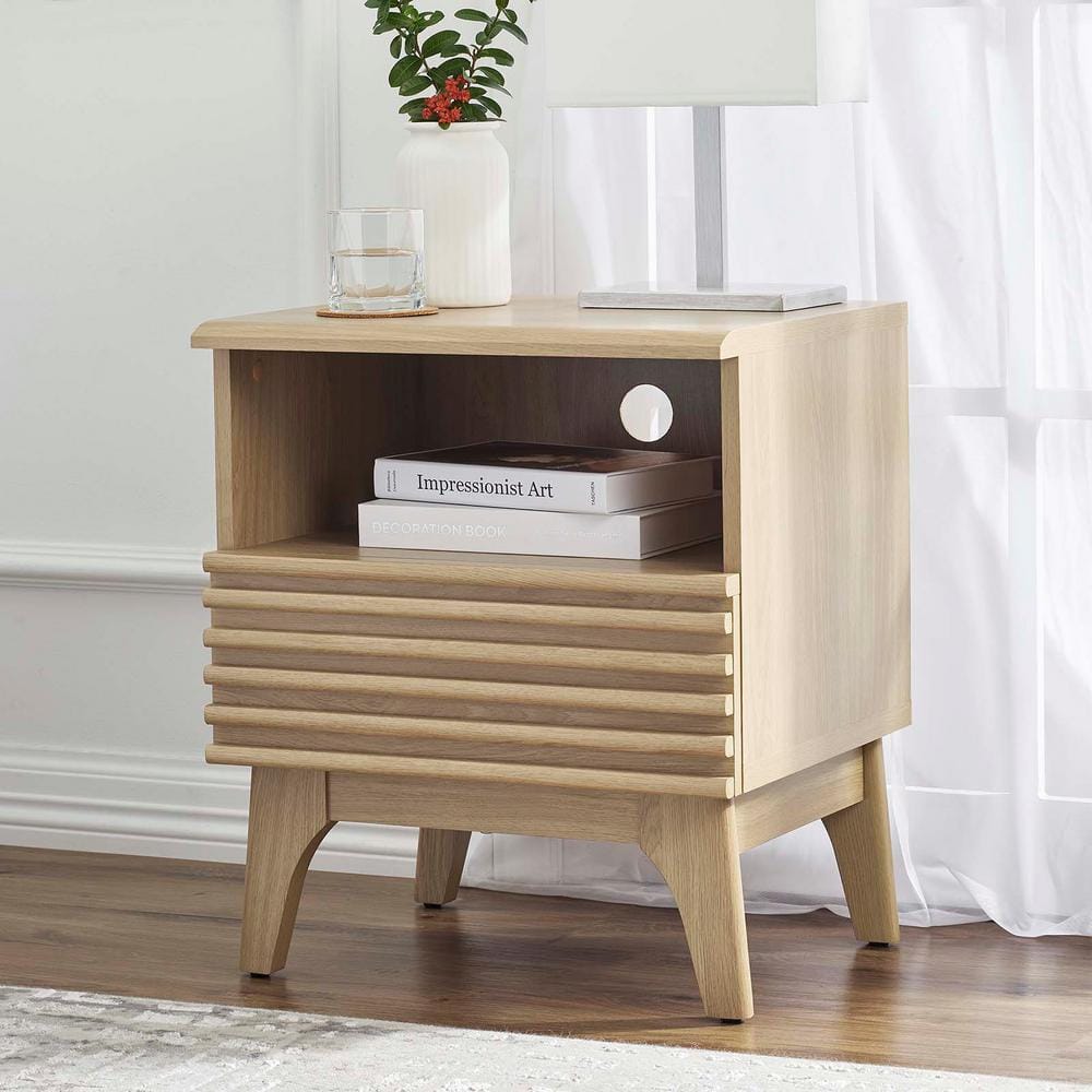 MODWAY Render 1-Drawer Nightstand in Oak MOD-7070-OAK - The Home Depot