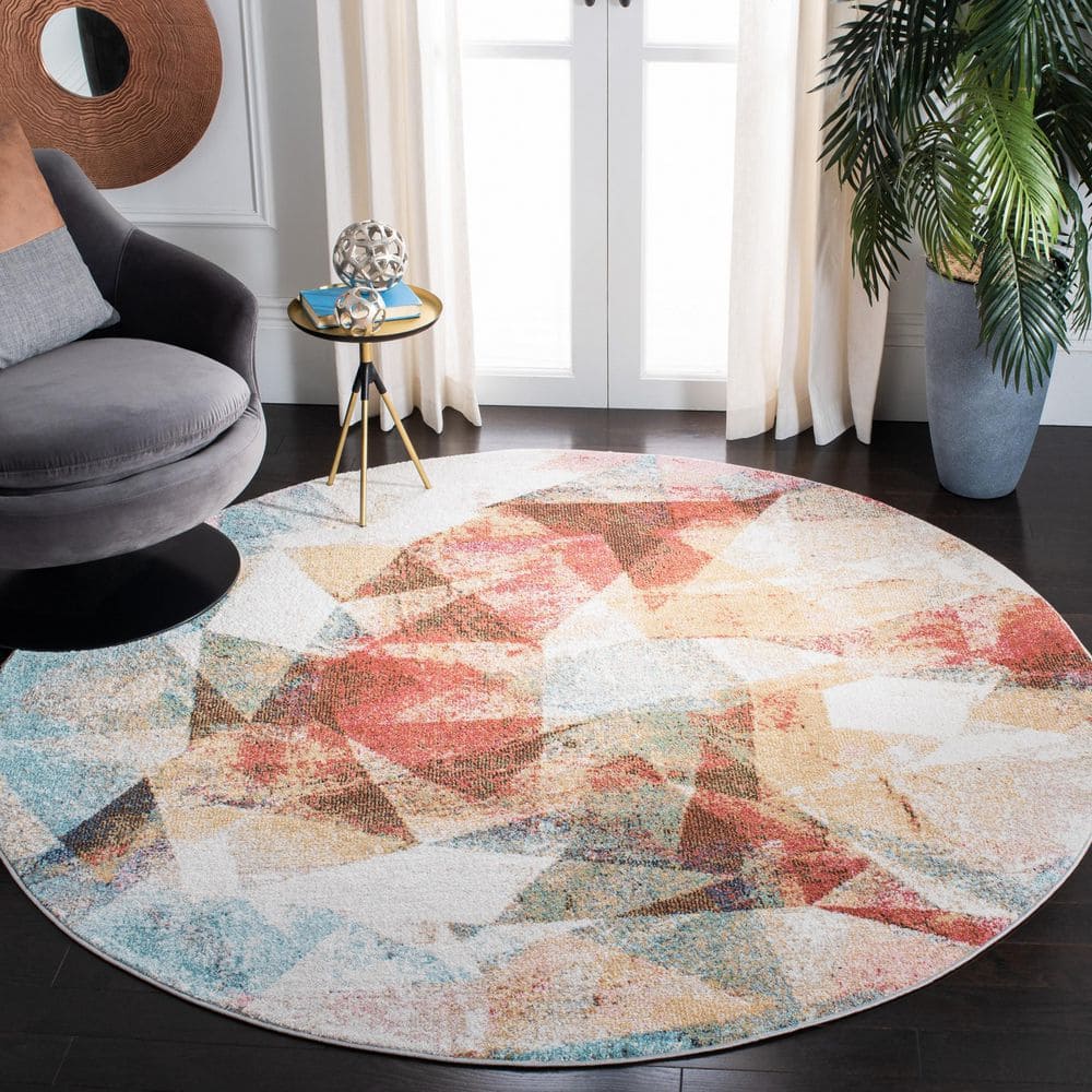 SAFAVIEH Phoenix 7 ft. x 7 ft. Ivory/Terracotta Gradient Abstract ...
