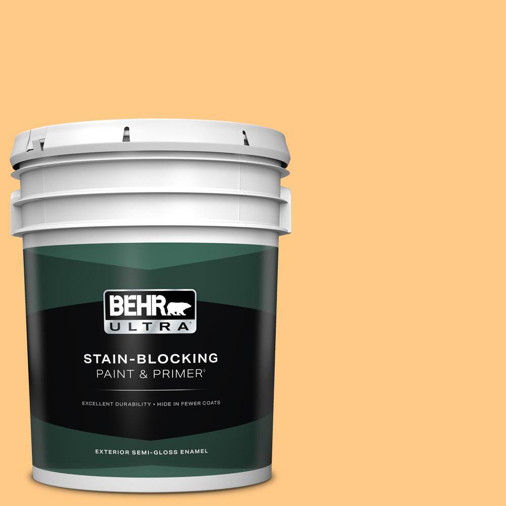 BEHR ULTRA 5 gal. #290B-5 Torchlight Semi-Gloss Enamel Exterior Paint ...