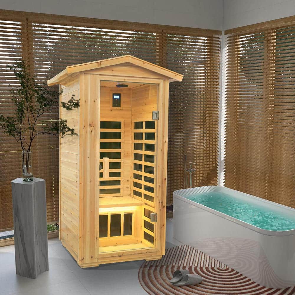 Spygo Moray 1-Person Outdoor Fir Infrared Sauna with 6 Far-Infrared ...