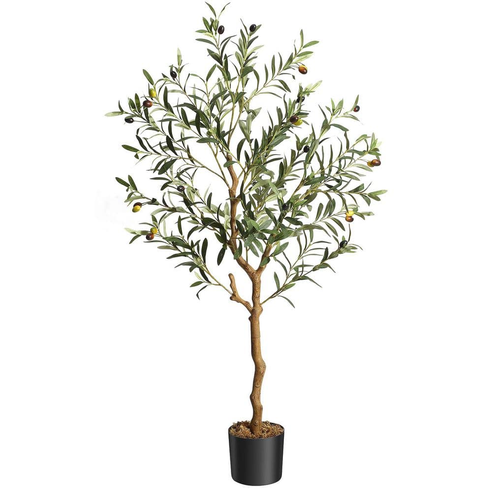 Garvee 4. 25 ft.(51in) Artificial Olive Tree Faux Silk Olive Trees Fake ...