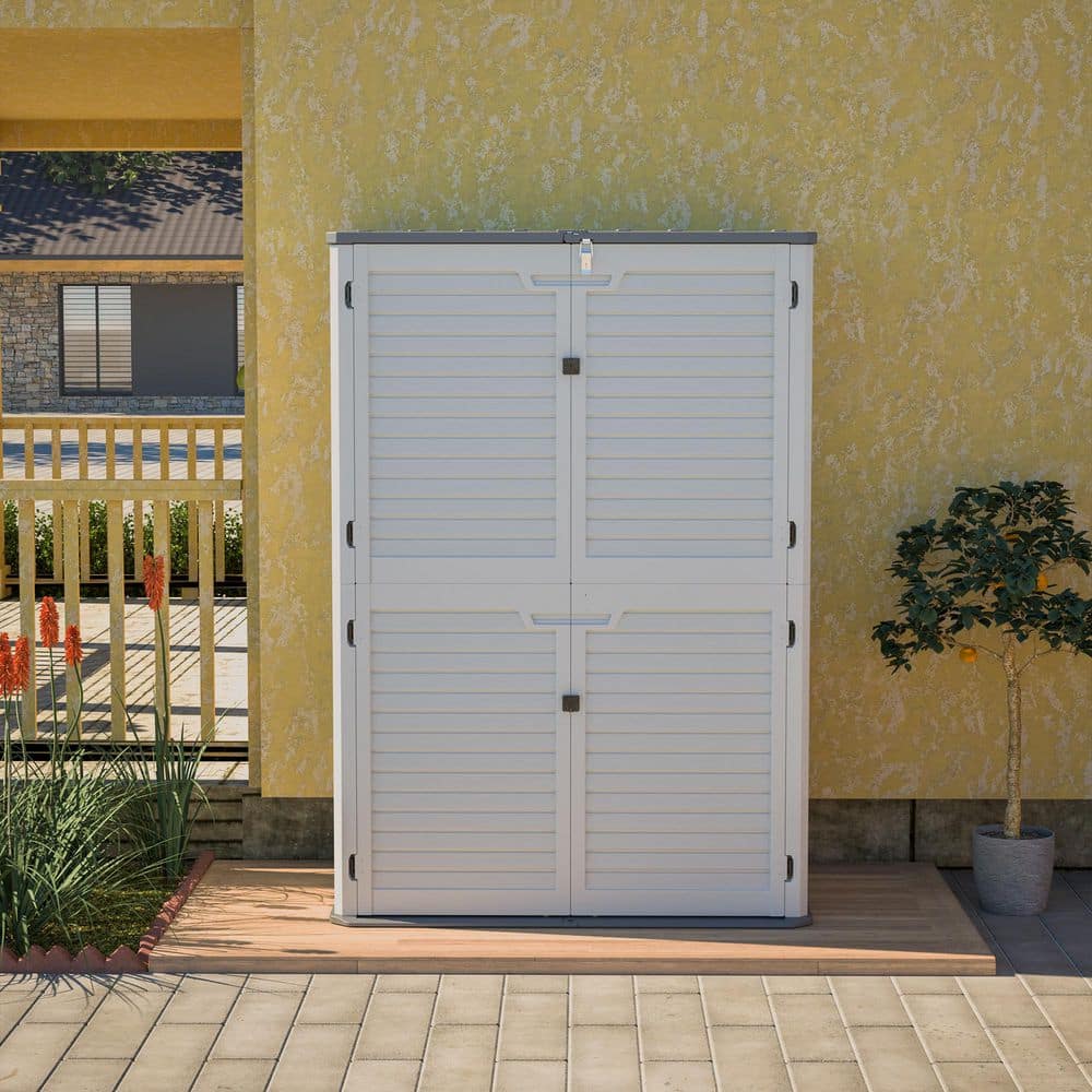 Thanaddo 52 in. W x 29.7 in. D x 74.25 in. H White Resin Outdoor ...