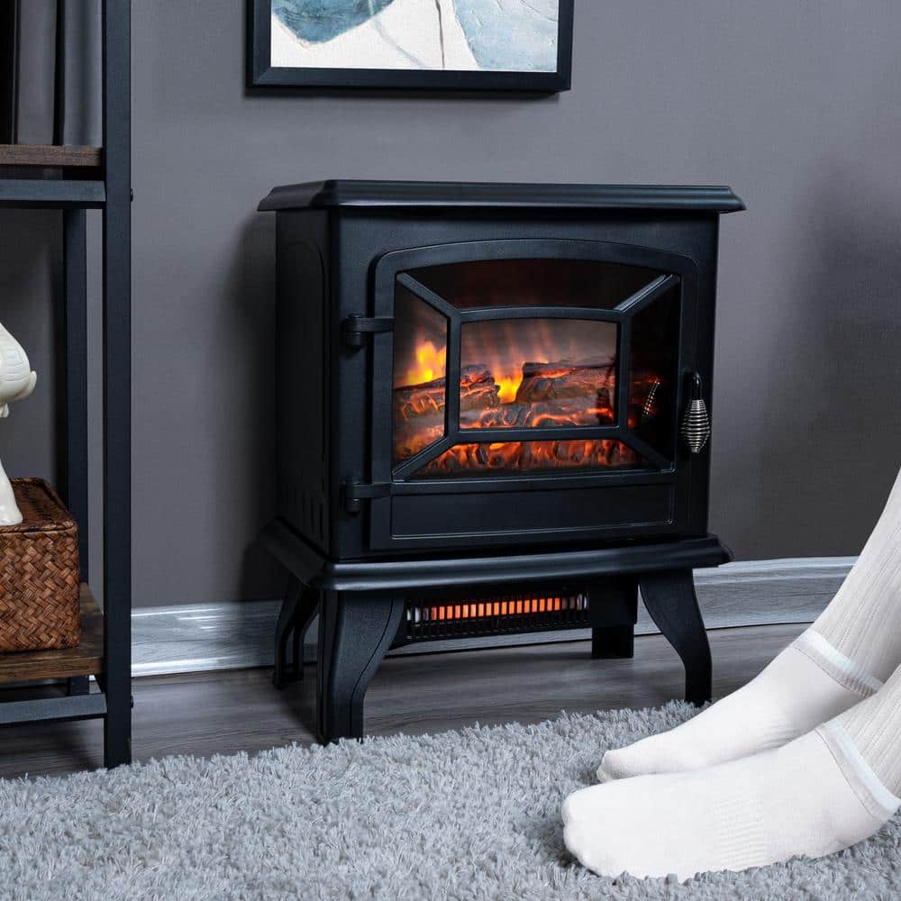 maocao hoom 10 in. Freestanding Electric Fireplace in Black SF507-17A ...
