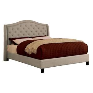 Harper & Bright Designs Gray Wood Frame Queen Size Upholstered Platform ...