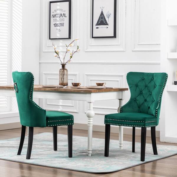 Emerald green velvet dining chairs store