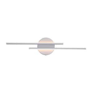Uixe 25.7 in. 2-light Silver LED Vanity Light Bar Dimmable Sconces Wall ...