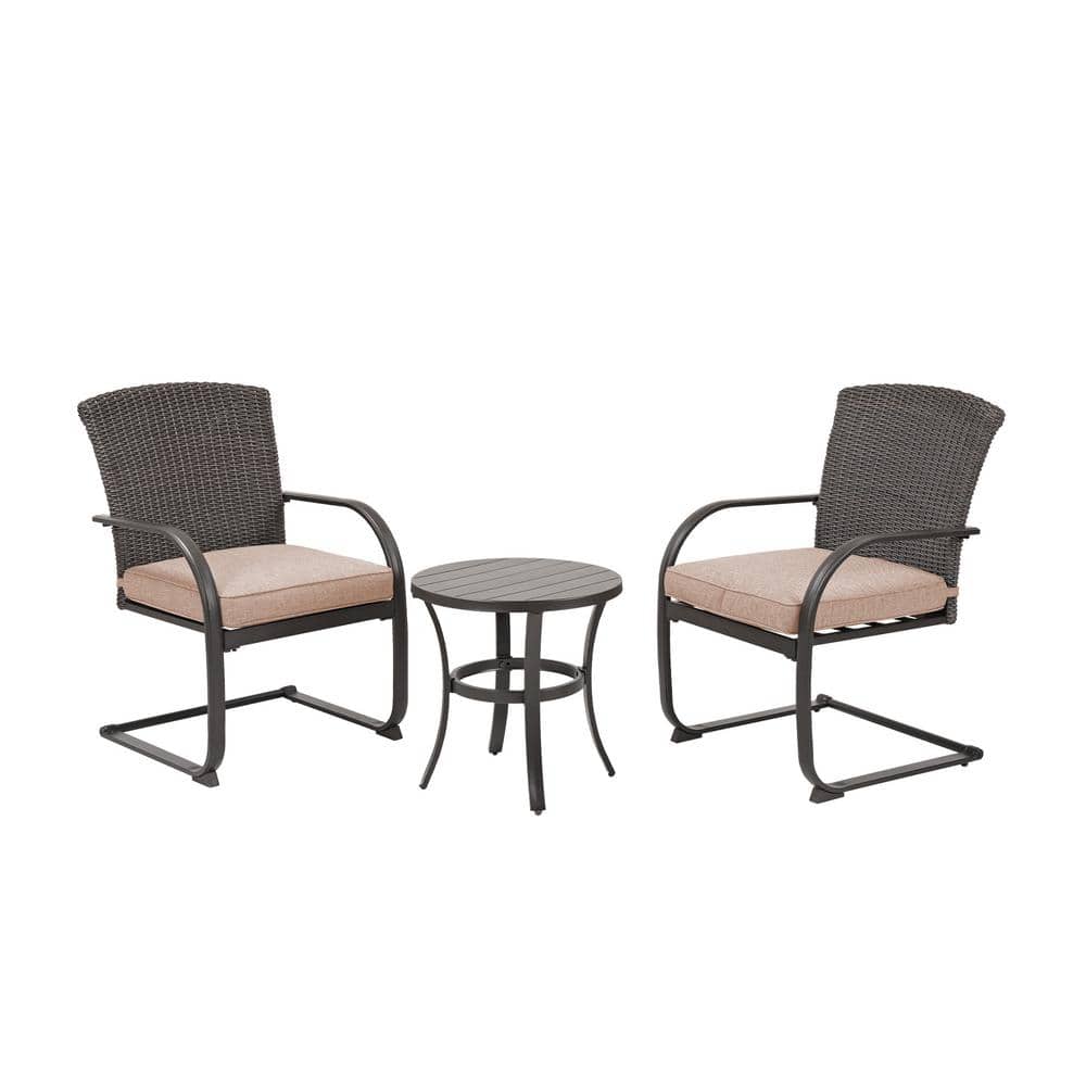 Clihome 3-Piece Patio Metal Outdoor Conversation Sets with Beige ...