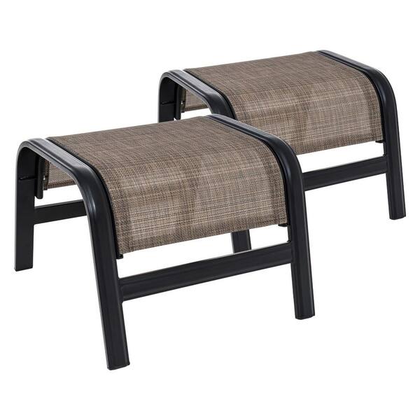 AURA OUTDOOR 2-Pieces Outdoor Textile Metal Outdoor Portable Footstool ...
