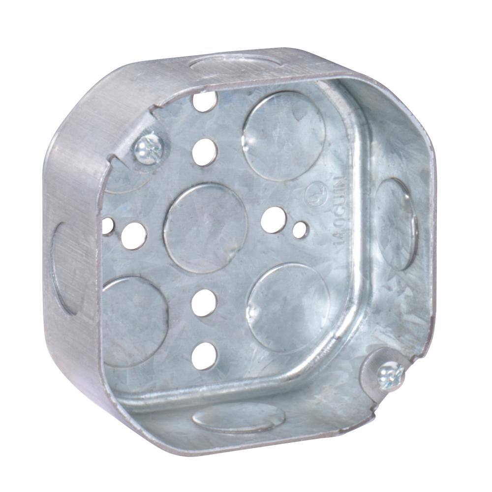 Southwire 4 in. W x 1-1/2 in. D Steel Metallic Octagon Box with Nine 1/ ...