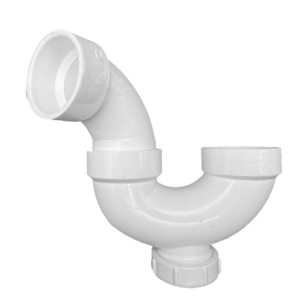 VPC 1-1/2 in. PVC DWV Hub x Hub x Cleanout with Plug P- Trap 34-LP707X ...