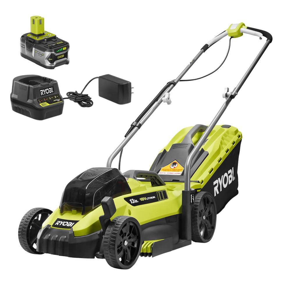 RYOBI 13 in. ONE+ 18V Lithium-Ion Cordless Battery Walk Behind Push ...