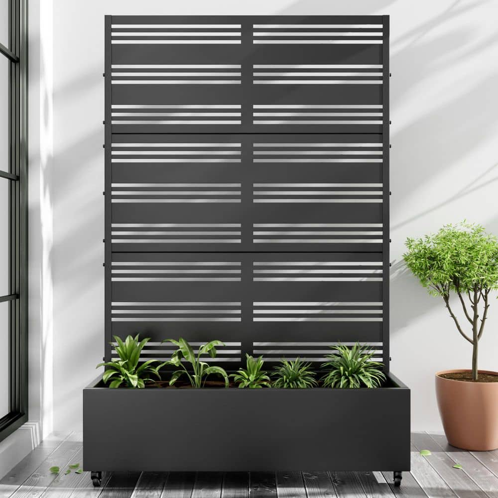 Lumioca 71.37 In. H x 46.8 In. W Black Metal Rectangle Outdoor Raised ...