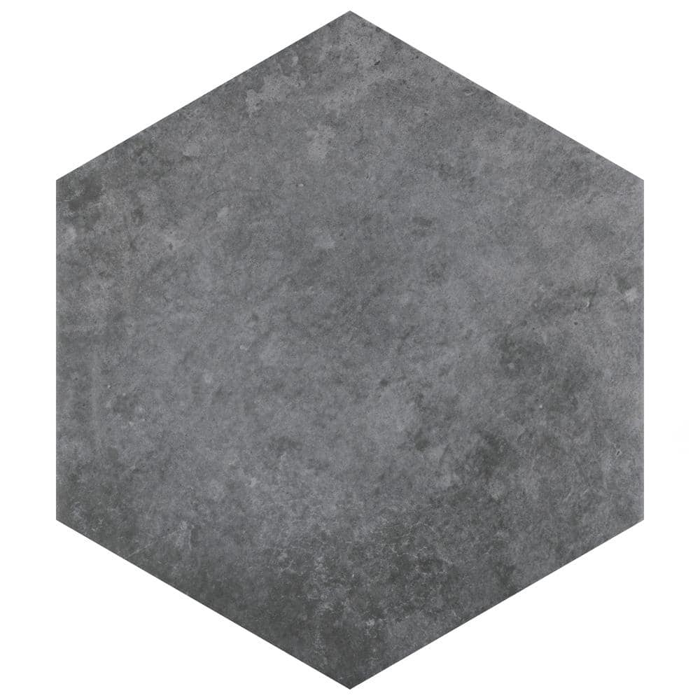Merola Tile Heritage Hex Carbon 7 in. x 8 in. Porcelain Floor and Wall ...