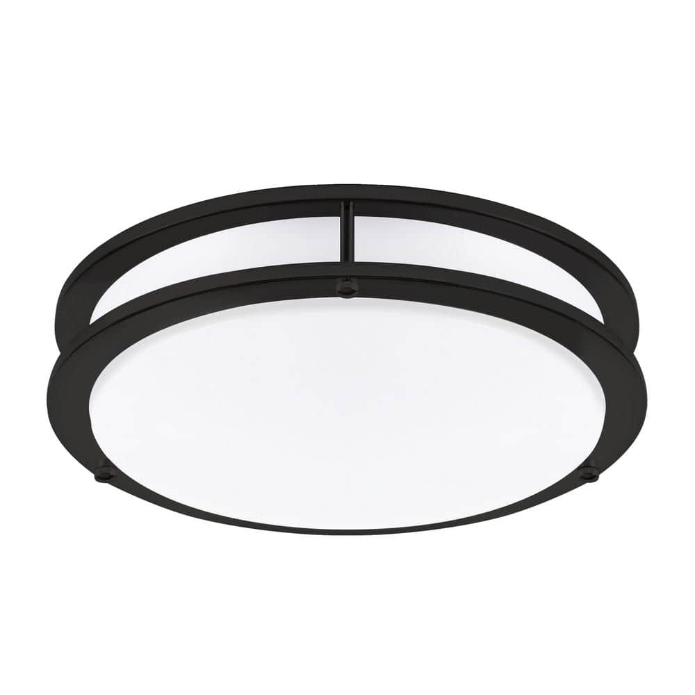 Hukoro Hanz 16 in. Matte Black Selectable LED 3000K, 4000K, 5000K Flush ...