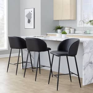 Lumisource Fran 32 in. Black Faux Leather and Black Metal Adjustable ...