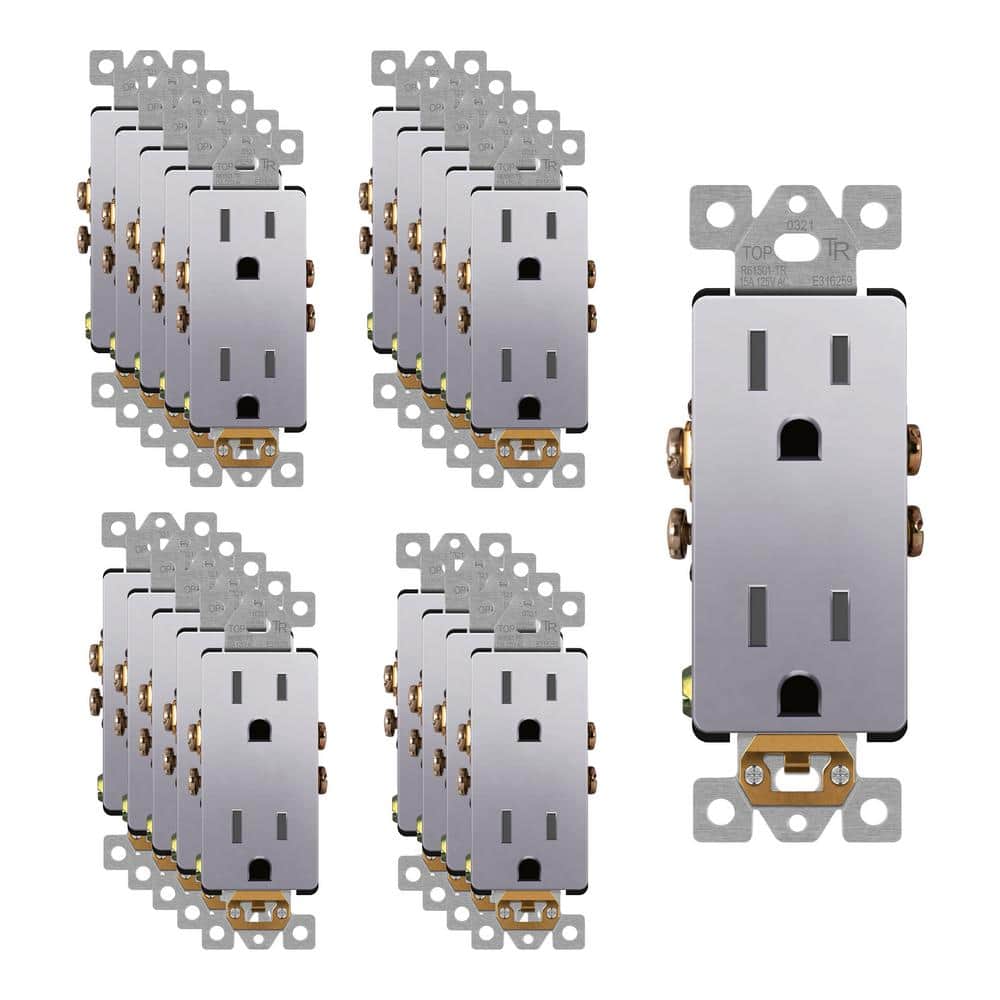 ENERLITES 15 Amp Decorator Duplex Outlet Receptacle, Tamper Resistant ...