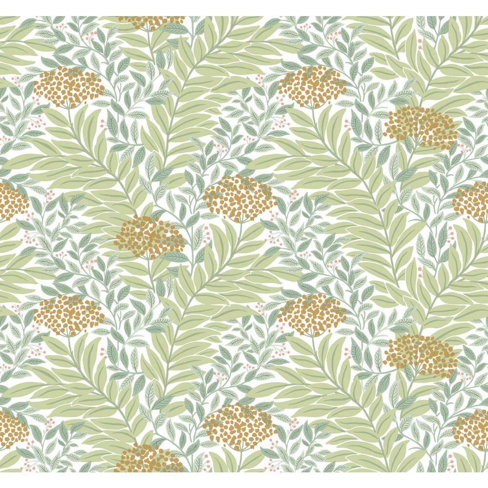RIFLE PAPER CO. Highgrove White Green Metallic Non-Pasted Wallpaper ...