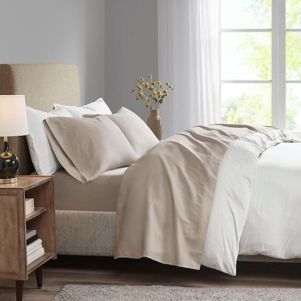 Madison Park Khaki Full Luxurious Brushed Microfiber Deep Pocket Sheet ...