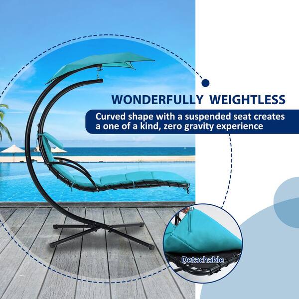 Free Standing Zero Gravity Versatile Hammock Chair Hanging Chaise Lounge with Removable Canopy with Built in Pillow