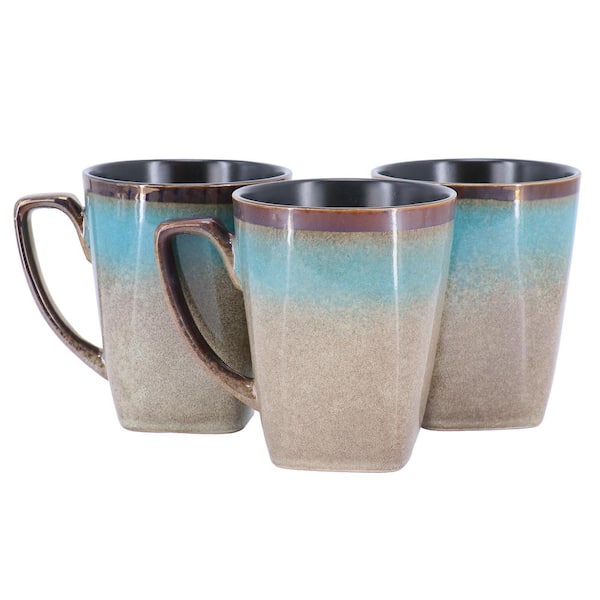 HOMETRENDS Tequesta 3 Piece 13.5 Ounce Square Stoneware Beverage Mug ...