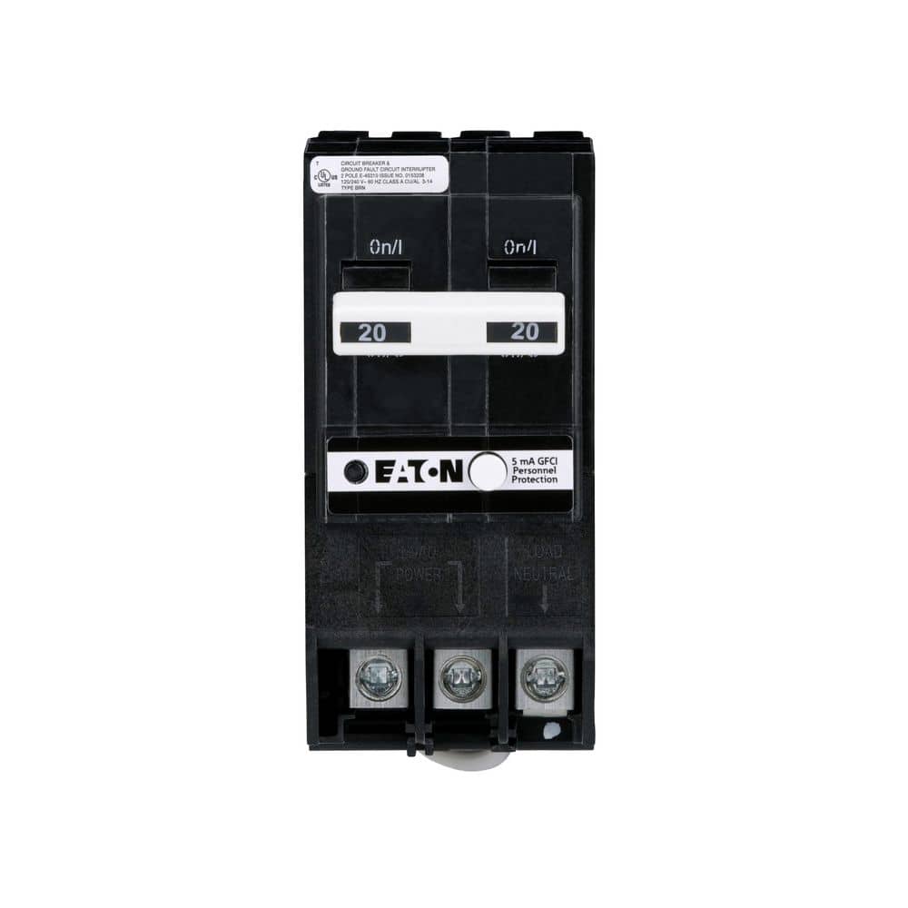 Eaton BR 20 Amp 120-Volt/240-Volt 2 in 2-Pole GFCI Circuit Breaker ...