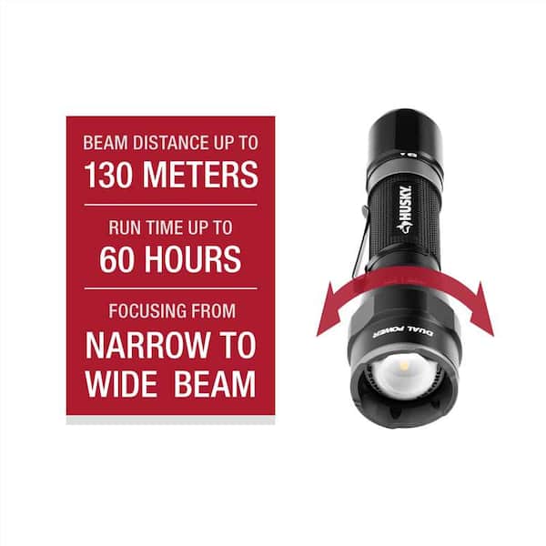 Husky 1200 Lumens Dual Power LED Rechargeable Focusing Flashlight PVL ...