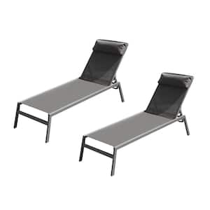 Clihome Outdoor Aluminum Polypropylene Sunbathing Chair with 5 ...